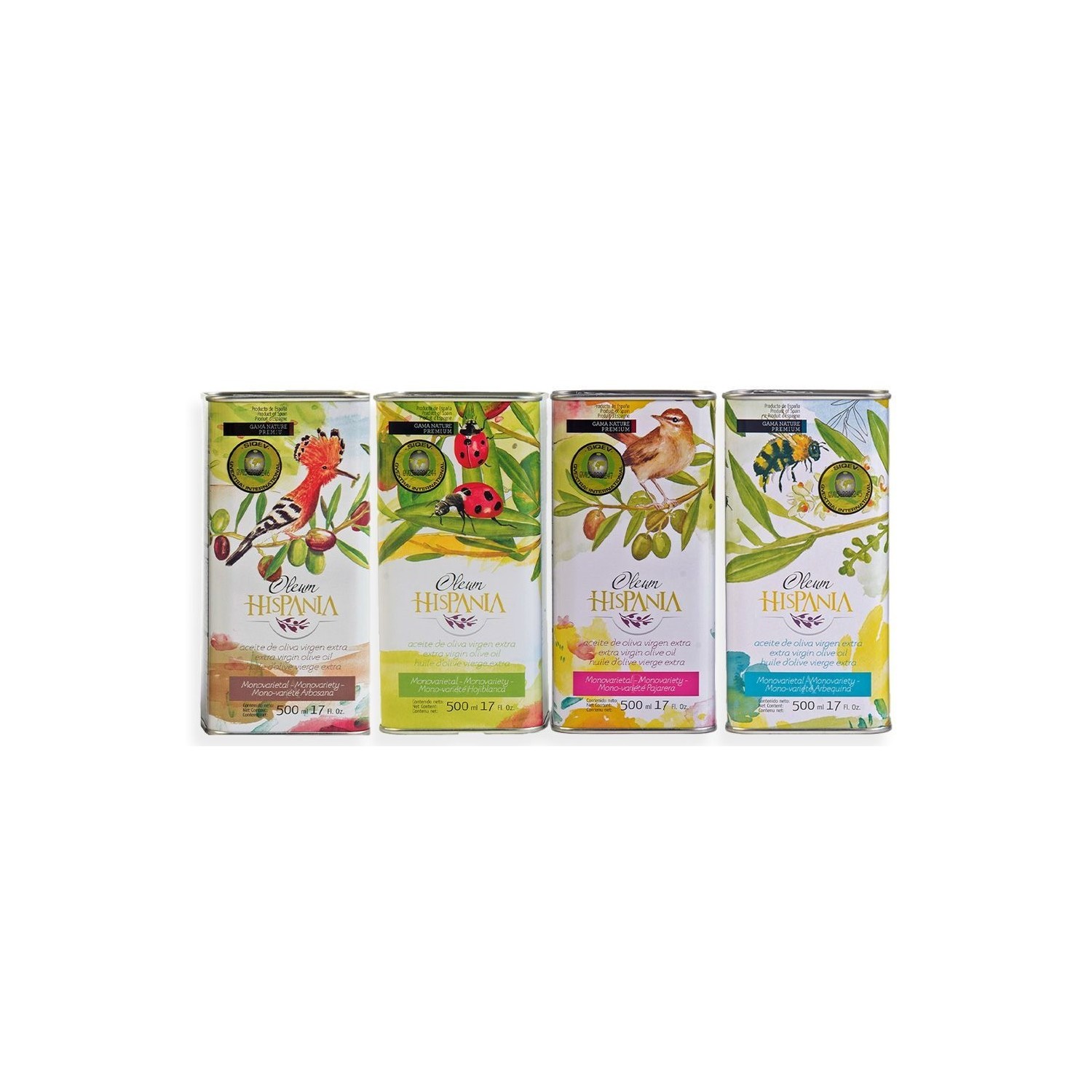 Oleum Hispania Nature Premium, estuche 4 latas de 500 ml. | Oliva del Sur